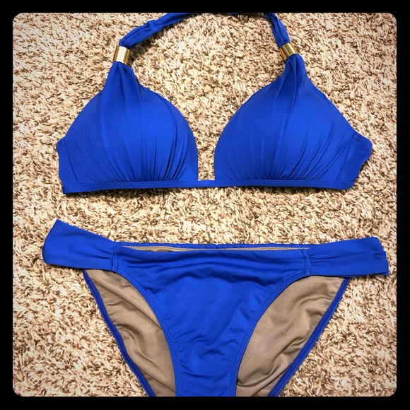 Victoria's Secret | Swim | Victorias Secret Blue Halter Bikini Set ...